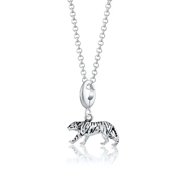 LILY CHARMED Sterling Tiger Charm Necklace - Silver