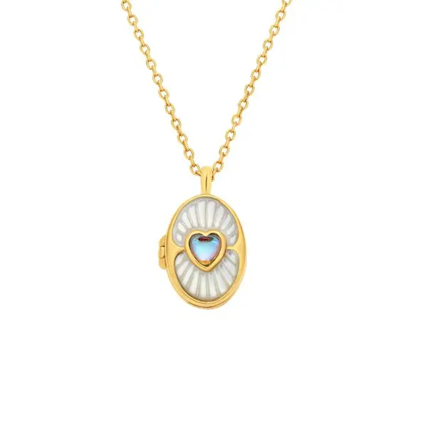 LA KAISER Mother Of Pearl Dive In Deep Locket - Gold