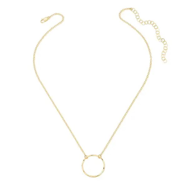 HEATHER HAWKINS Hammered Circle Chain Necklace - Gold