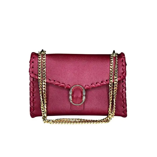 RUJ HERITAGE Saffiano Calfskin Shoulder Bag With Jewel Embellishment