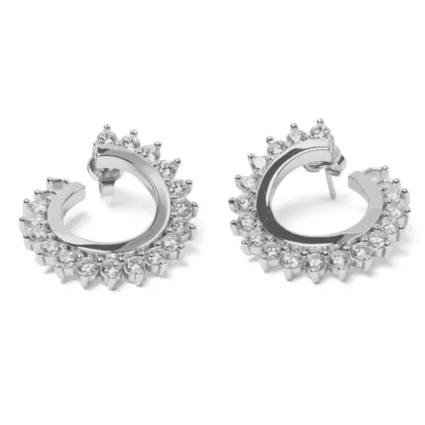 BELINDA JEWELZ Gemstone Starburst Hoop Earrings - Silver