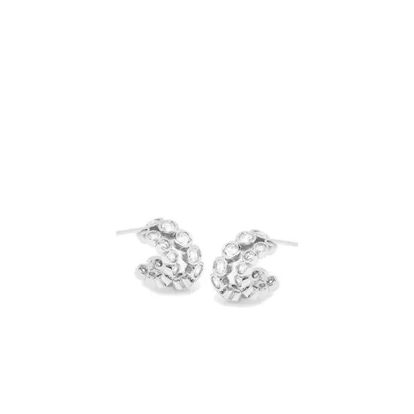 POTOSKA Avert Mini Crystal Hoop Earrings - Silver