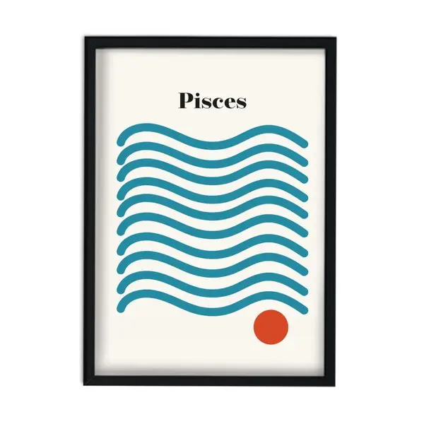 FANCLUB Blue / Red Pisces Zodiac Star Sign A2 Art Print - Blue/red