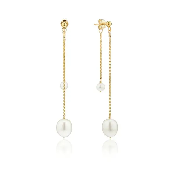 LILY & ROO Layered Pearl Drop Earrings - Gold