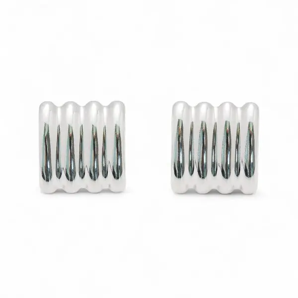 MISS CECILIA Classic Bar Stud Earrings - Silver