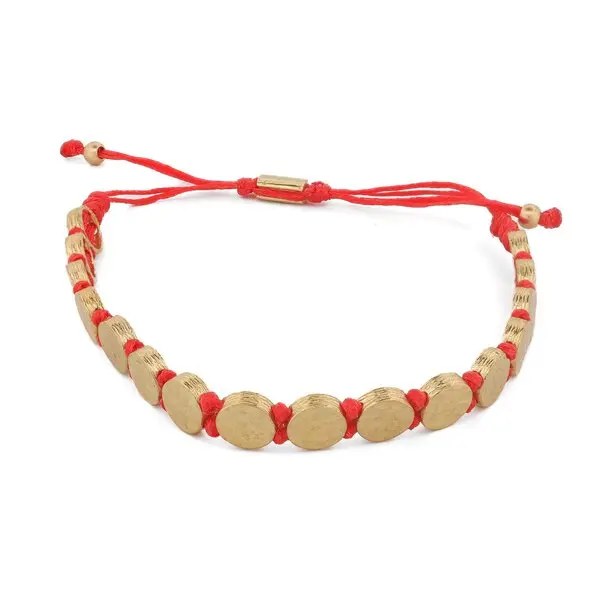 EBRU JEWELRY Strength & Luck Adjustable Bracelet - Gold/red