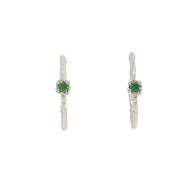 CLAIRE HILL DESIGNS Chalcedony Lichen Branch Hoop Earrings - Silver