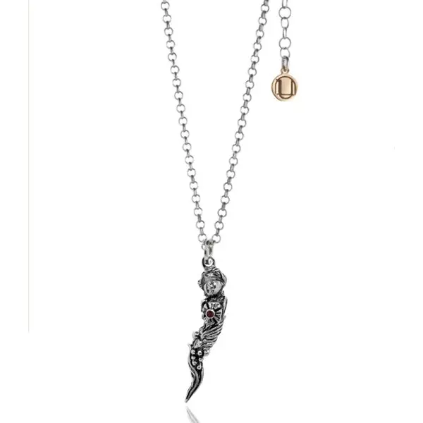 UNALOE Sterling Silver Goddess Of Fortune Ruby Necklace - Silver/red