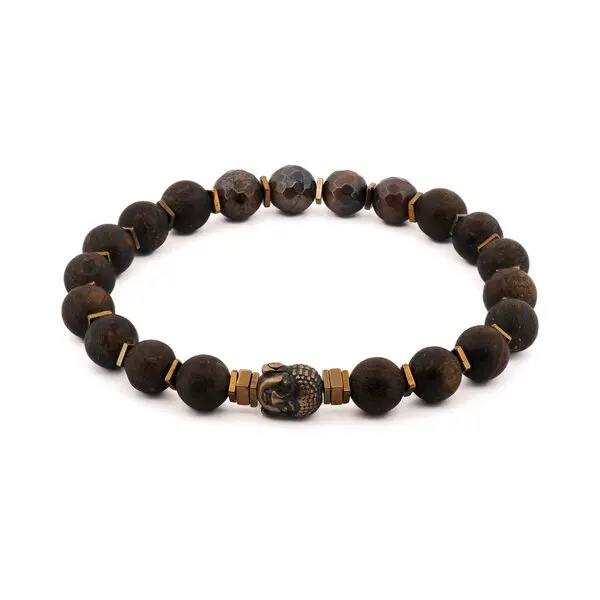 EBRU JEWELRY Nepal Spiritual Beaded Buddha Charm Bracelet - Gold/brown