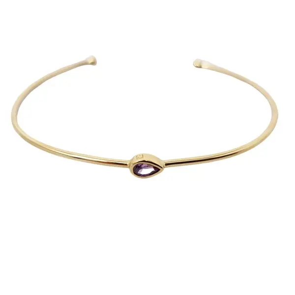 HARFI Gold Vermeil Amethyst Bangle - Gold/yellow