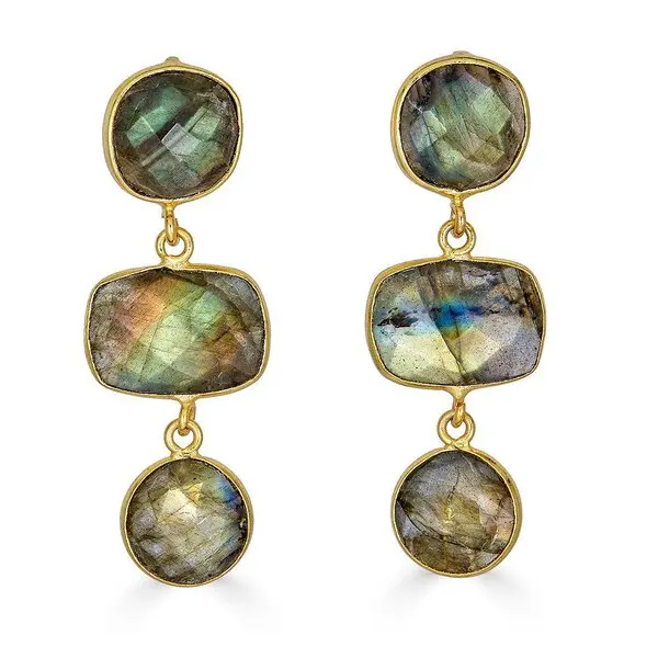 LONI PAUL JEWELRY Labradorite Dangle Earrings - Gold/green