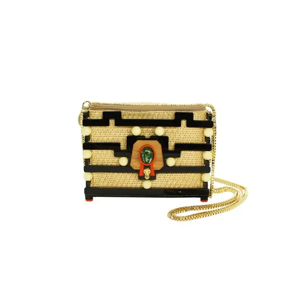 GISSA BICALHO Acrylic Clutch With Metal Ornaments And Removable Straps