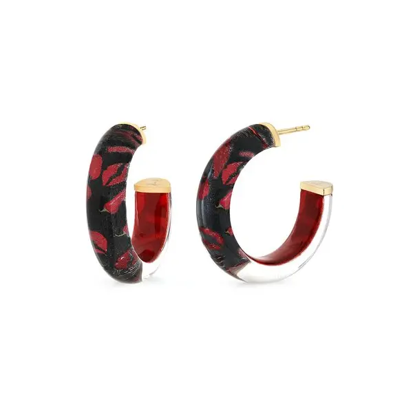 GOLD & HONEY Spicy Lucite Hoop Earrings - Black/red/gold