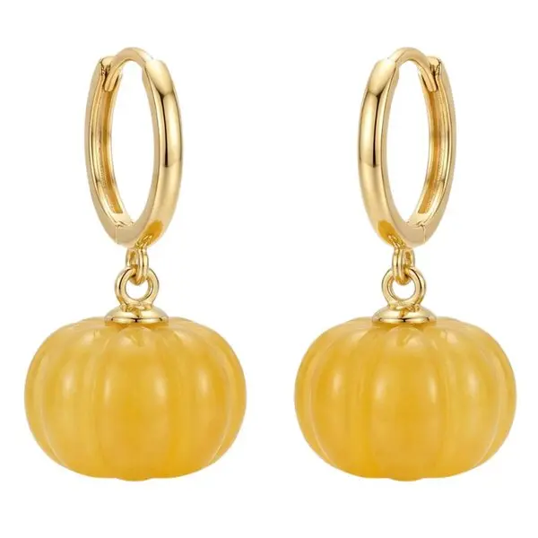 SEREE Harvest Jade Stone Charm Dangle Earrings - Yellow