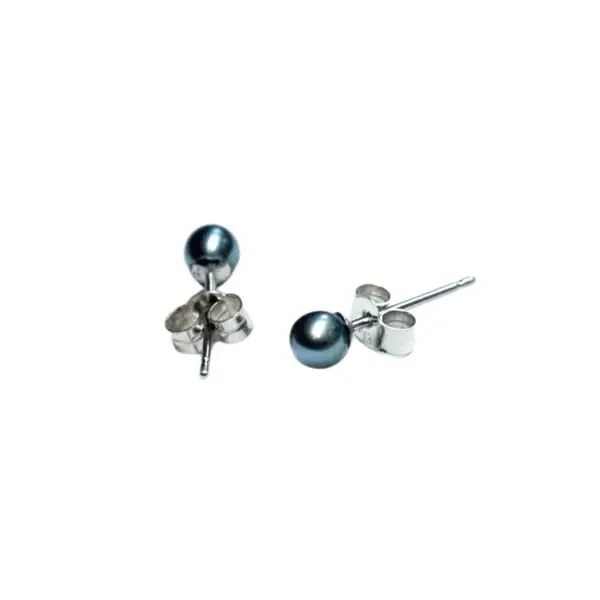 OOLO LONDON Freshwater Peacock Pearl Studs - Black/silver
