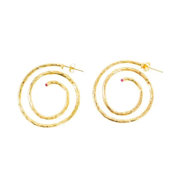 LES REINES Helispheric Hammered Hoop Earrings - Gold