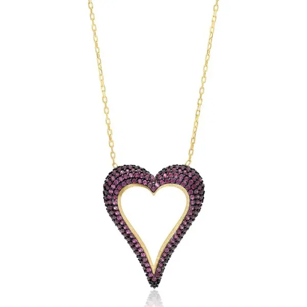 SHYMI Pave Cutout Heart Necklace - Yellow