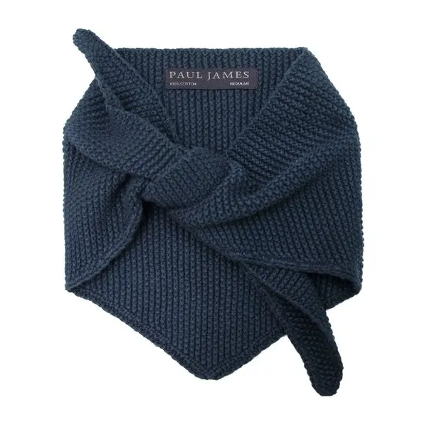 PAUL JAMES KNITWEAR Cotton Aisne Textured Mini Neckerchief - Blue