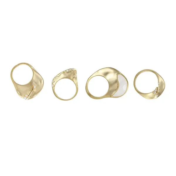 RARE MATTERS JEWELRY Organic Moonstone Sparkle Stack Rings - White