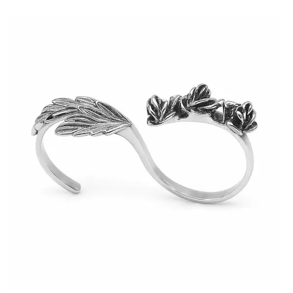 UNALOE Sterling Floral Two-finger Ring - Silver