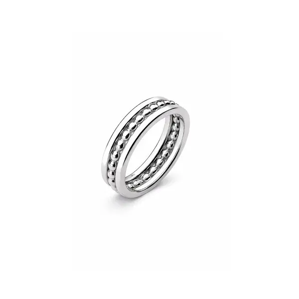 GOLD & HONEY Beaded Band Ring - Silver