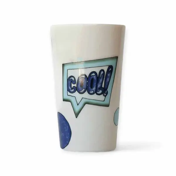 Lali Design Studio Blue / White Pop Art Cool Tumbler Hand-painted Porcelain - Blue/white