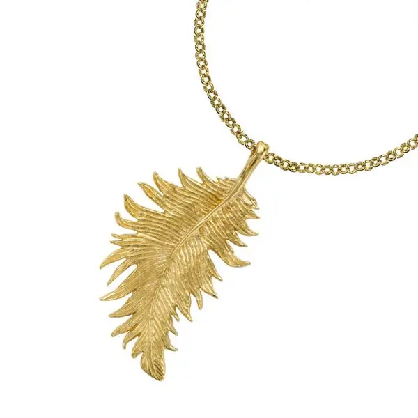 DOWER & HALL Large Feather Pendant - Gold
