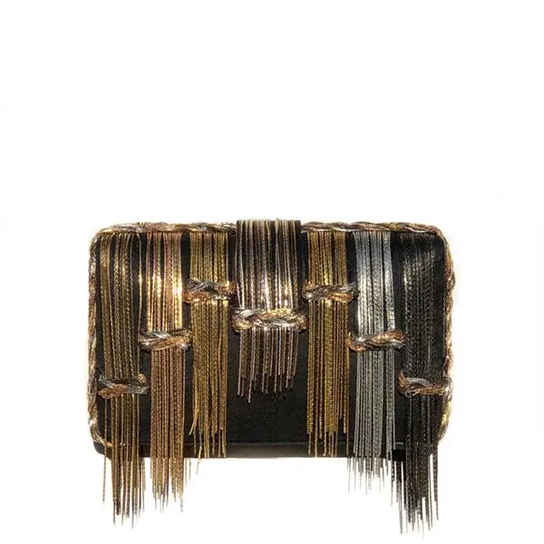SIMITRI Tassy Metal Chain Clutch - Gold