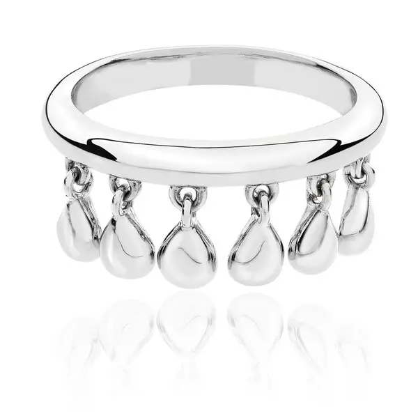 LUCY QUARTERMAINE Solid Sterling Teardrop Dangle Ring - Silver