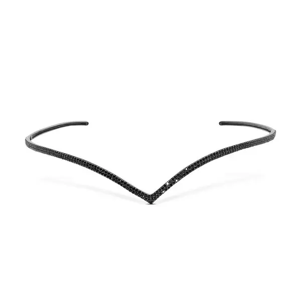 SALLY SKOUFIS Soul Headpiece With Man-made Diamond In Sterling Silver - Black