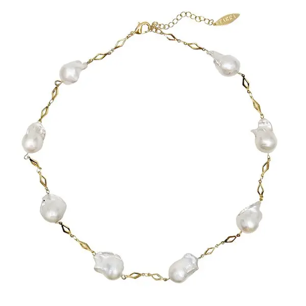 FARRA Timeless Baroque Pearl Necklace - White