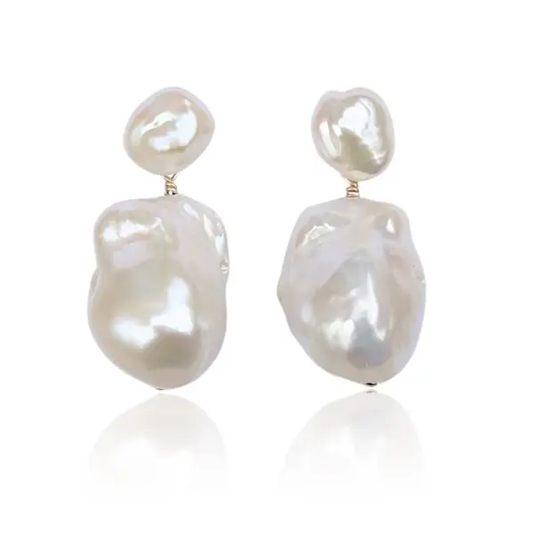 KIRI & BELLE Nova Baroque Pearl Drop Earrings - Gold