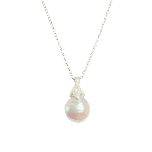 CLAIRE HILL DESIGNS Pearl Lichen Pendant Necklace - Silver