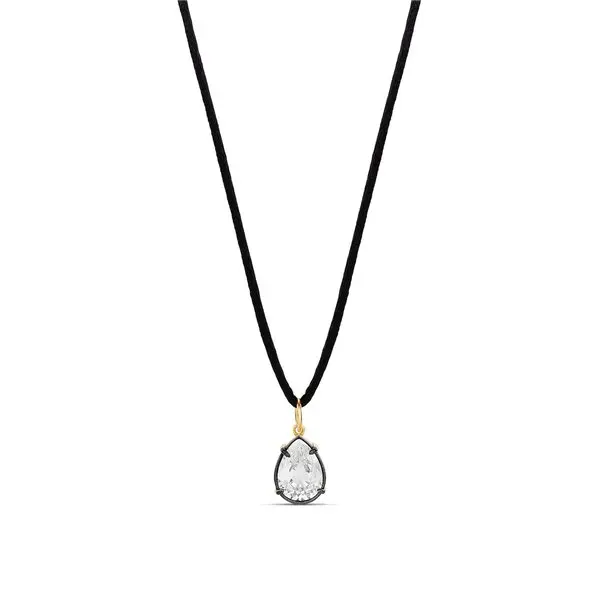 SHYMI Pendant Necklace With Pear Shape Stone - Black