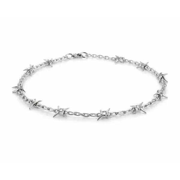 BORN IN EXILE Barbwire Chain Necklace - Silver