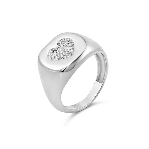 SHYMI Pave Heart Signet Ring - Silver