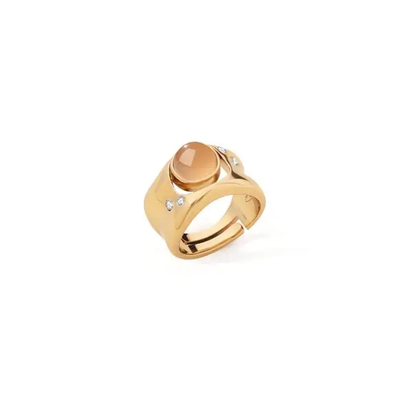 RETRO CHIC Sculptural Wide Ring - Gold