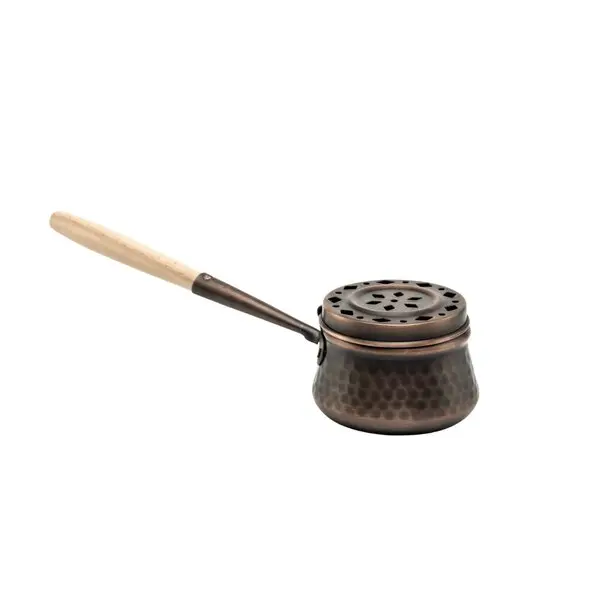 ANATOLIACRAFT Dark Copper Hammered Incense Burner - Brown