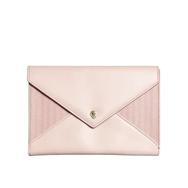 BELL'INVITO Calfskin Leather Clutch - White