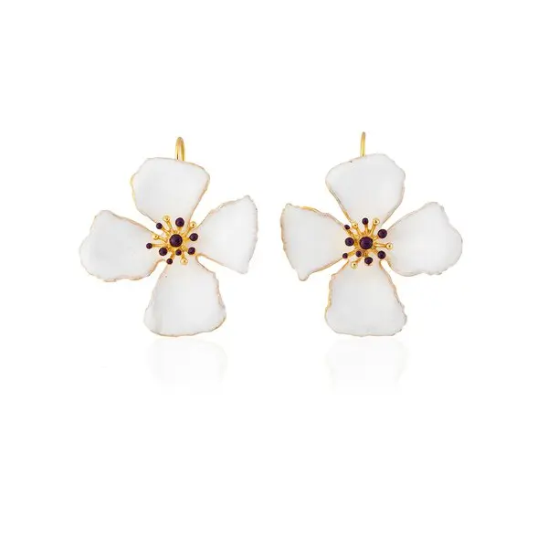 MILOU JEWELRY Hibiscus Flower Earrings - White