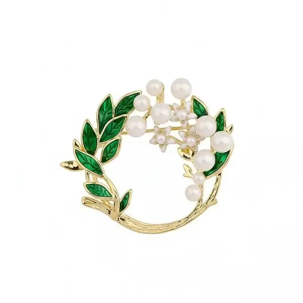 ANGEL BAROCCO Pearl Jasmine Brooch - Green