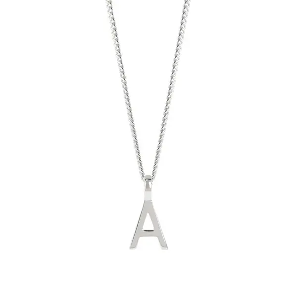 MURU Letter Pendant Necklace With Curb Chain - Silver