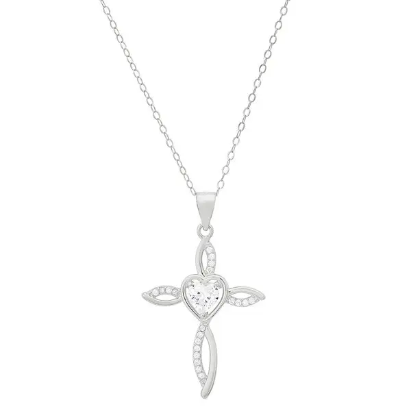 KYLIE HARPER Sterling Heart-cut Cross Pendant Necklace - Silver