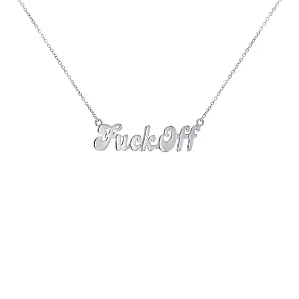 TRUE ROCKS Fuck Off" Statement Necklace Sterling - Silver