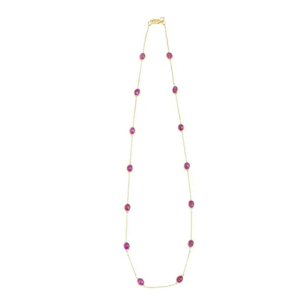 OPIUM JEWELS Gold Plated Ruby Chain Necklace - Gold/red