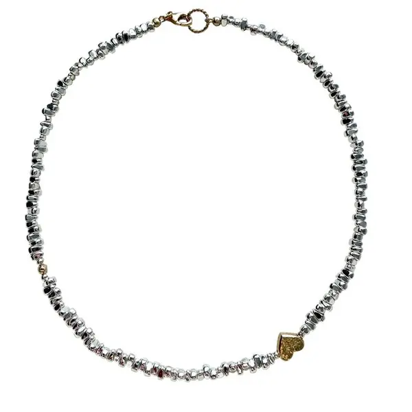 LARSUU Heart Orbit Hematite Necklace - Silver/gold