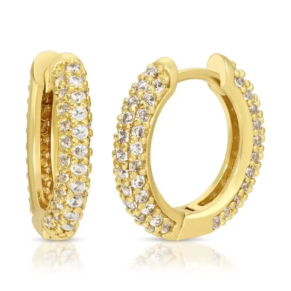 GLAMROCKS JEWELRY Pavé Tube Huggie Earrings - Gold