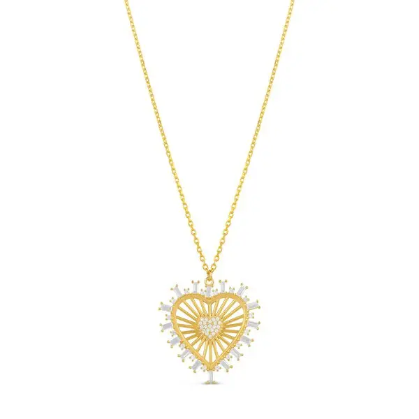 SHYMI Heart Medallion Pendant Necklace - Gold