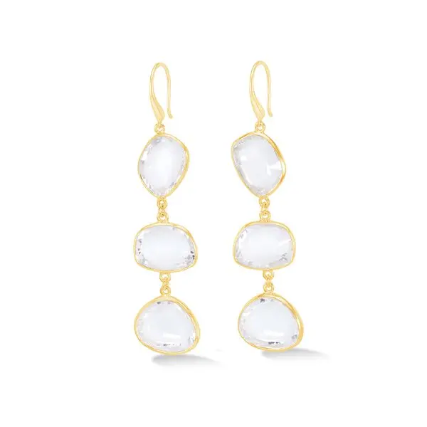 DOWER & HALL Rock Crystal Pebble Drop Earrings - Gold