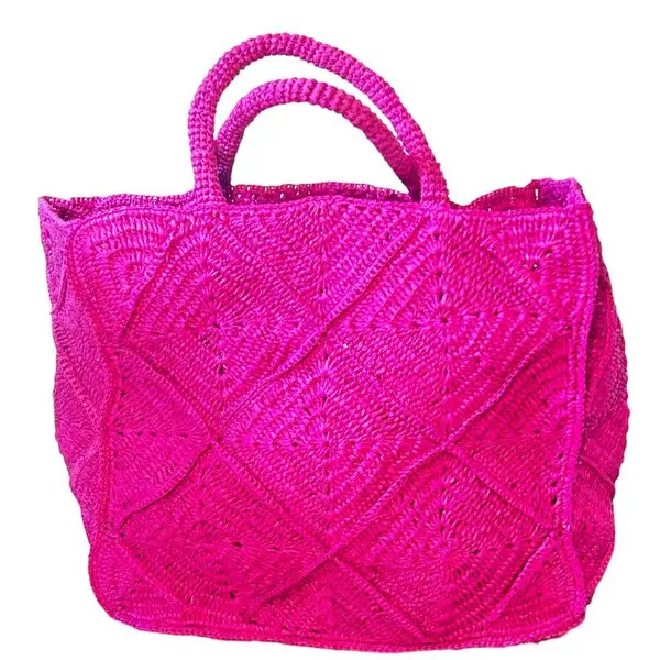 ZANATANY CONCEPTS Nico Raffia Tote Bag - Pink